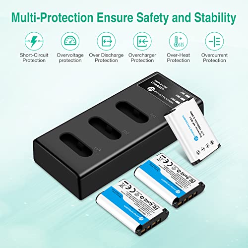 FirstPower NP-BX1 Battery 3-Pack and Triple Slot Charger for Sony ZV-1 Sony DSC-RX100, DSC-RX100 II, DSC-RX100M II, DSC-RX100 III, DSC-RX100 IV, DSC-RX100 V/VII and More