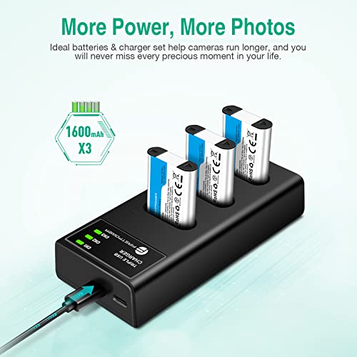 FirstPower NP-BX1 Battery 3-Pack and Triple Slot Charger for Sony ZV-1 Sony DSC-RX100, DSC-RX100 II, DSC-RX100M II, DSC-RX100 III, DSC-RX100 IV, DSC-RX100 V/VII and More