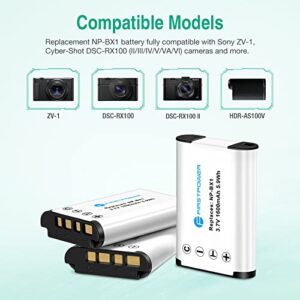 FirstPower NP-BX1 Battery 3-Pack and Triple Slot Charger for Sony ZV-1 Sony DSC-RX100, DSC-RX100 II, DSC-RX100M II, DSC-RX100 III, DSC-RX100 IV, DSC-RX100 V/VII and More