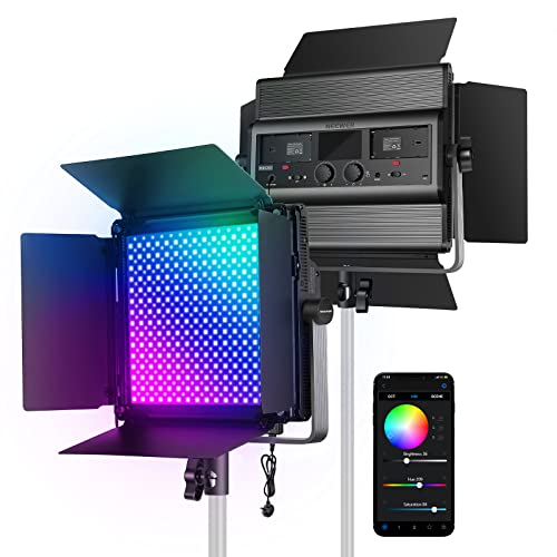 NEEWER RGB1200 60W RGB LED Video Light with APP & 2.4G Control, 22000 Lux@0.5m/1% Precise Min Dimming/360° RGB/ CRI 97+/TLCI 98+/2500K-8500K/18 Light Scenes for Studio Lighting Photography Videography