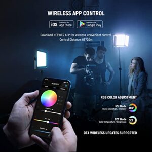 NEEWER RGB1200 60W RGB LED Video Light with APP & 2.4G Control, 22000 Lux@0.5m/1% Precise Min Dimming/360° RGB/ CRI 97+/TLCI 98+/2500K-8500K/18 Light Scenes for Studio Lighting Photography Videography