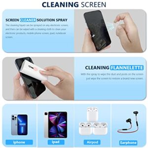 9-in-1 Cleaner Kit for Laptop Screen Keyboard Airpod,Portable Cleaning Pen Brush Tool for Electronics/Earbud/Phone/Laptop/Bluetooth/iPad/Earphones/Computer/Camera (5ml Screens Cleaners Spray)