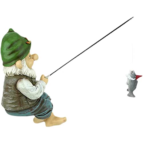 WQKING Gnome Garden Fishing Outdoor Garden Statue Crafts Fishing Statue Decoration