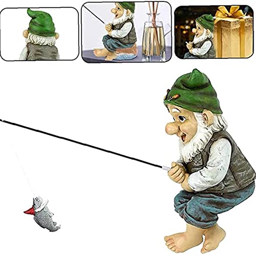 WQKING Gnome Garden Fishing Outdoor Garden Statue Crafts Fishing Statue Decoration