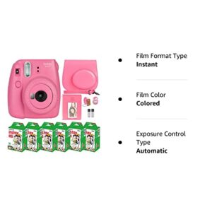 FujiFilm Instax Mini 9 Instant Camera + Fujifilm Instax Mini Film (60 Sheets) Bundle with Deals Number One Accessories Including Carrying Case, Selfie Lens, Photo Album (Flamingo Pink)