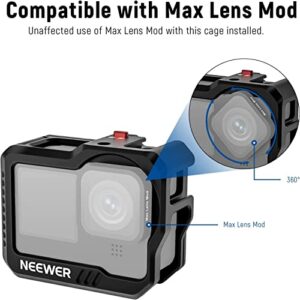 NEEWER Hero11 Cage / Hero10 Cage / Hero9 Vlog Cage, All Metal Form Fitting Video Cage with 1/4" Threads & Cold Shoes, Supports Max Lens Mod, Compatible with GoPro SmallRig Accessories (ST46)