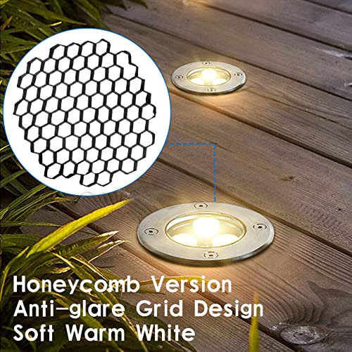 EAGLOD 3W LED Well Lights, Low Voltage Landscape Lights,12V-24V Outdoor In Ground Lights, IP67 Waterproof Landscape Lighting with Honeycomb Version 3000K for Garden,Pathway(10 Pack)