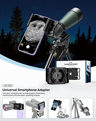 Telescope Phone Adapter, Multipurpose Telescope Smartphone Adapter Mount, Universal Telescope Phone Mount Adapter for Adults-Fits Almost All Optical Equipment and Smartphones on The Market