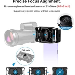 Telescope Phone Adapter, Multipurpose Telescope Smartphone Adapter Mount, Universal Telescope Phone Mount Adapter for Adults-Fits Almost All Optical Equipment and Smartphones on The Market