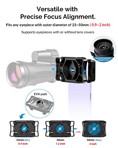 Telescope Phone Adapter, Multipurpose Telescope Smartphone Adapter Mount, Universal Telescope Phone Mount Adapter for Adults-Fits Almost All Optical Equipment and Smartphones on The Market