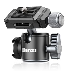 ulanzi tripod ball heads for 1/4″ tripod, u-80l camera ballhead metal mini ball head 360 degree rotating panoramic arca quick release plate & cold shoe, for dslr camera camcorder tripod monopod slider