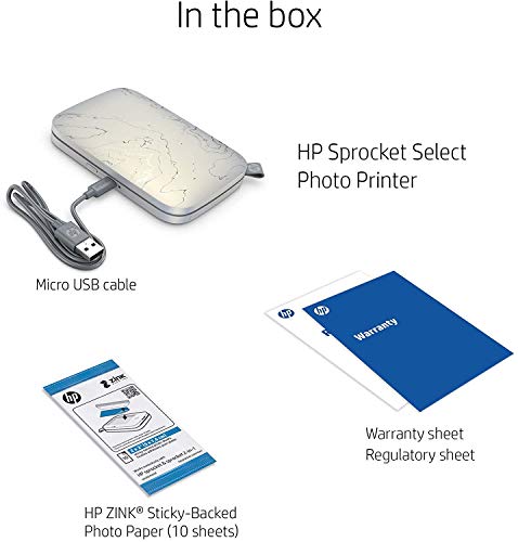 HP Sprocket Select Portable 2.3x3.4" Instant Photo Printer (Eclipse) Print Pictures on Zink Sticky-Backed Paper from your iOS & Android Device.