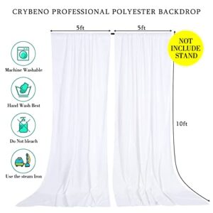 White Backdrop Curtains 2 Panels 5ft x 10ft Polyester Photo Backdrop Drapes for Wedding Party Background Decorations