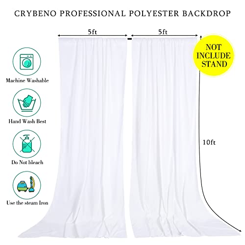 White Backdrop Curtains 2 Panels 5ft x 10ft Polyester Photo Backdrop Drapes for Wedding Party Background Decorations