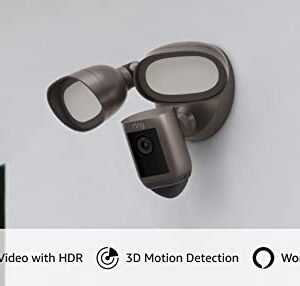 Introducing Ring Floodlight Cam Wired Pro with Bird’s Eye View and 3D Motion Detection, Dark Bronze