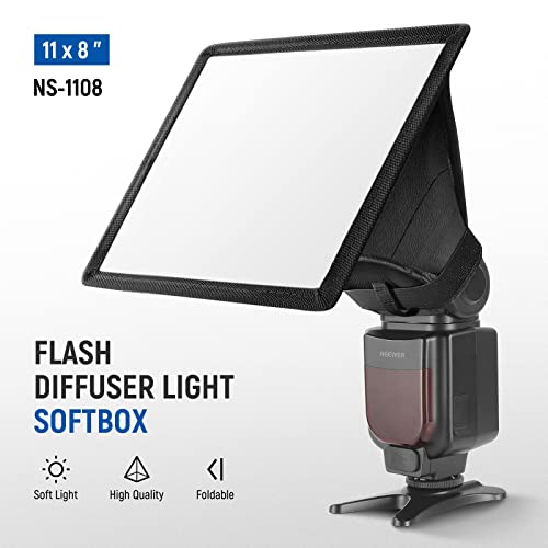 NEEWER Flash Diffuser Light Softbox 11" x 8", Universal, Collapsible with Storage Pouch Compatible with Canon Nikon Sony Godox Yongnuo NEEWER speedlight