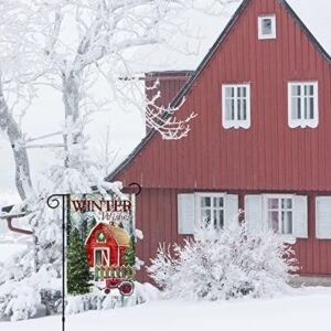 Morigins Winter Wishes Barn Double Sided Snow Scene Garden Flag 12.5x18 inch