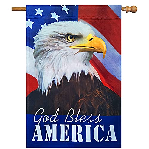 God Bless America Patriotic House Garden Flag 28x40- Vertical Double Sided American Eagle 4th of July Independence Day Garden House Flags Banner Outdoor Wall Decorative