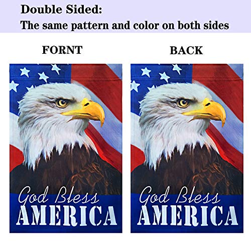 God Bless America Patriotic House Garden Flag 28x40- Vertical Double Sided American Eagle 4th of July Independence Day Garden House Flags Banner Outdoor Wall Decorative