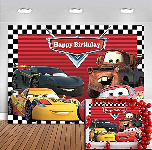 Racing Story Route 66 Car Photography Backdrop Red Gird Checkered Flag Boy Kids Birthday Cars Backdrop Mobilization Photo Background Party Banner Photobooth Studio Props Decoration Vinyl 5x3ft