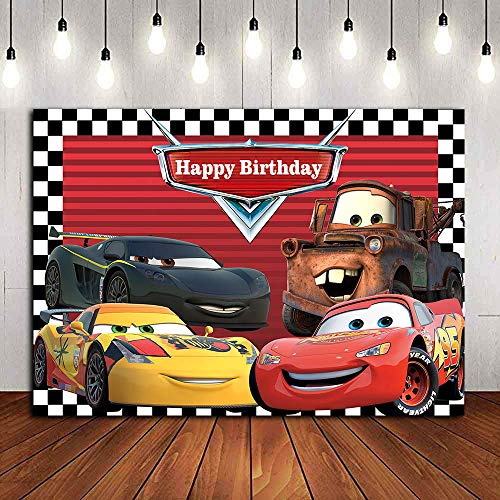 Racing Story Route 66 Car Photography Backdrop Red Gird Checkered Flag Boy Kids Birthday Cars Backdrop Mobilization Photo Background Party Banner Photobooth Studio Props Decoration Vinyl 5x3ft