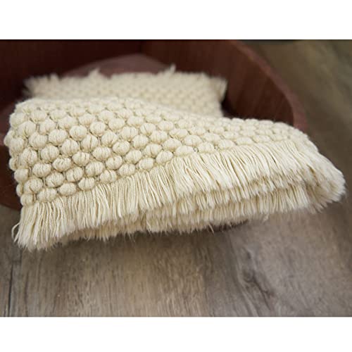 Baby Photography Props Basket Braid Wool Wrap Newborn Photo Shoot Baskets Filler Posing Stuffer Background Blanket (Beige)