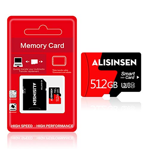 Micro SD 512GB Memory Card with A SD Card Adapter Class 10 TF Card High Speed Micro SD Memory Card 512GB for Android Smart-Phones/Camera/Tablets/Drone