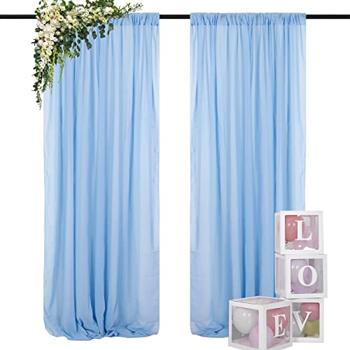 Chiffon Backdrop Curtain 10FT Long Baby Blue Chiffon Fabric Drapes for Wedding Ceremony Sheer Curtains 2 Panels 29''x120'' Photography Backdrop Drapes Sky Blue Polyester Chiffon Backdrop