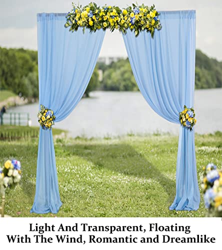 Chiffon Backdrop Curtain 10FT Long Baby Blue Chiffon Fabric Drapes for Wedding Ceremony Sheer Curtains 2 Panels 29''x120'' Photography Backdrop Drapes Sky Blue Polyester Chiffon Backdrop