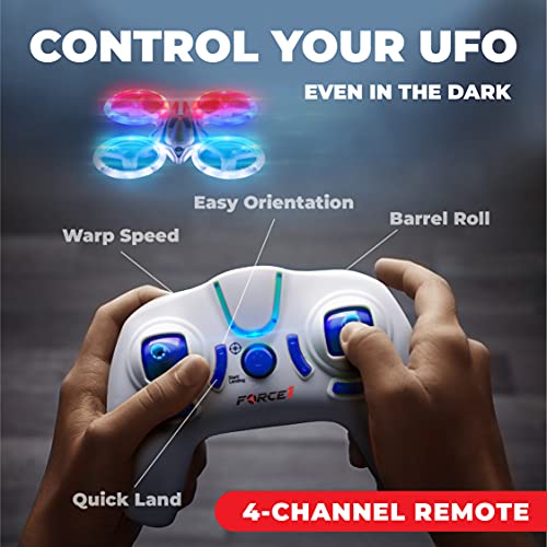 Force1 UFO 4000 Mini Drone for Kids - LED Remote Control Drone, Small RC Quadcopter for Beginners with LEDs, 4-Channel Remote Control, 2 Speeds, and 2 Drone Batteries