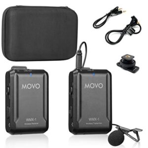 Movo WMX-1 2.4GHz Wireless Lavalier Microphone System Compatible with DSLR Cameras, Camcorders, iPhone, Android Smartphones, and Tablets (200' ft Audio Range)