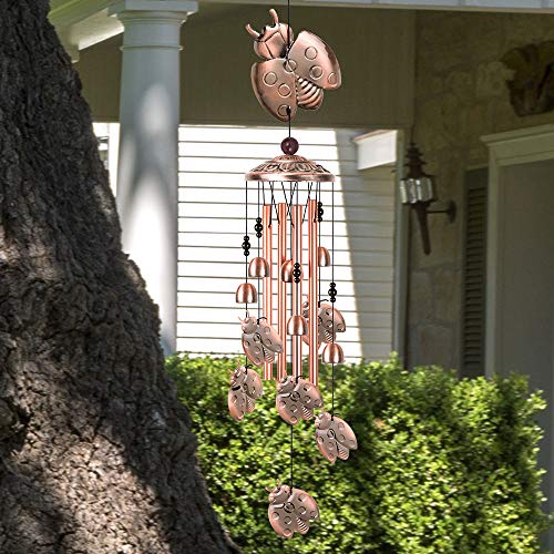 ME9UE Ladybug Wind Chimes Outdoor, Insect Chime Decor, Portable Mobile Insect Wind Chime, Wind Chime with 7 Ladybugs for Home, Yard, Patio, Garden Decoration, Valentines Gift, Festival Gift for Mom