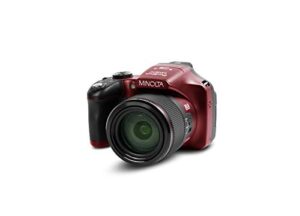 minolta pro shot 20 mega pixel hd digital camera with 67x optical zoom, full 1080p hd video & 16gb sd card (red)