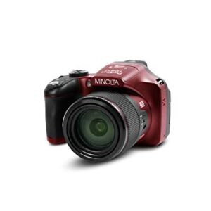 Minolta Pro Shot 20 Mega Pixel HD Digital Camera with 67x Optical Zoom, Full 1080p HD Video & 16GB SD Card (Red)