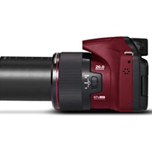 Minolta Pro Shot 20 Mega Pixel HD Digital Camera with 67x Optical Zoom, Full 1080p HD Video & 16GB SD Card (Red)