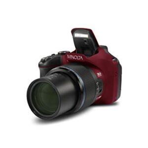 Minolta Pro Shot 20 Mega Pixel HD Digital Camera with 67x Optical Zoom, Full 1080p HD Video & 16GB SD Card (Red)