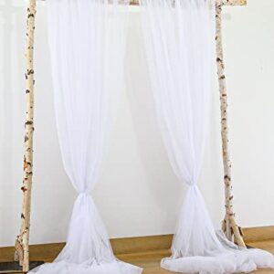 White Tulle Backdrop Curtain Sheer Backdrop Curtains for Parties Wedding White Backdrop Curtain for Birthday Baby Shower Photos Background Drape 10ft x 8ft, 2 Panels 5ft x 8ft