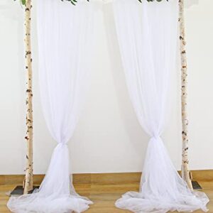 White Tulle Backdrop Curtain Sheer Backdrop Curtains for Parties Wedding White Backdrop Curtain for Birthday Baby Shower Photos Background Drape 10ft x 8ft, 2 Panels 5ft x 8ft