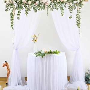 White Tulle Backdrop Curtain Sheer Backdrop Curtains for Parties Wedding White Backdrop Curtain for Birthday Baby Shower Photos Background Drape 10ft x 8ft, 2 Panels 5ft x 8ft