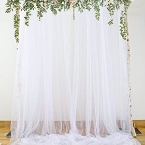 White Tulle Backdrop Curtain Sheer Backdrop Curtains for Parties Wedding White Backdrop Curtain for Birthday Baby Shower Photos Background Drape 10ft x 8ft, 2 Panels 5ft x 8ft