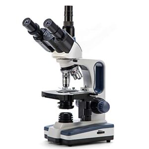 swift sw350t 40x-2500x magnification, siedentopf head, research-grade trinocular compound lab microscope with wide-field 10x and 25x eyepieces, mechanical stage, abbe condenser, camera-compatible