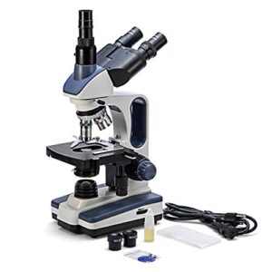 Swift SW350T 40X-2500X Magnification, Siedentopf Head, Research-Grade Trinocular Compound Lab Microscope with Wide-Field 10X and 25X Eyepieces, Mechanical Stage, Abbe Condenser, Camera-Compatible