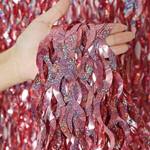 3 pack 3.3 ft x 6.6 ft tinsel curtain -cylmfc rose gold birthday backdrop background for wedding graduation engagement party backdrop decor