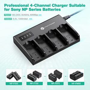 FirstPower 4 Pack NP-F750 Batteries and 4-Channel Charger for Sony NP-F970 F960 F750 F770 F550 F570 Battery Sony CCD-TRV215 CCD-TR917 CCD-TR315 HDR-FX1000 HDR-FX7 HVR-V1U HVR-Z7U HVR-Z5U