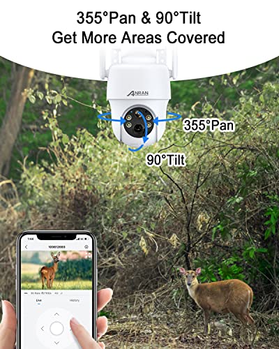 ANRAN 3/4G LTE Cellular Security Camera Outdoor Wireless, Solar Cellular Camera No WiFi Needed Pan Tilt 360°View, Smart Motion Activated, SIM&SD Card Included, 2K HD, PIR Human Detection, G01 (White)