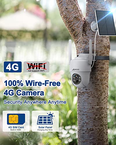 ANRAN 3/4G LTE Cellular Security Camera Outdoor Wireless, Solar Cellular Camera No WiFi Needed Pan Tilt 360°View, Smart Motion Activated, SIM&SD Card Included, 2K HD, PIR Human Detection, G01 (White)