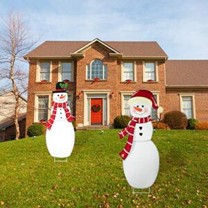 Rocinha Snowman Yard Stakes Outdoor Christmas Stakes for Garden Giant Holiday Decor Signs for Home, Waterproof Outdoor Christmas Decorations