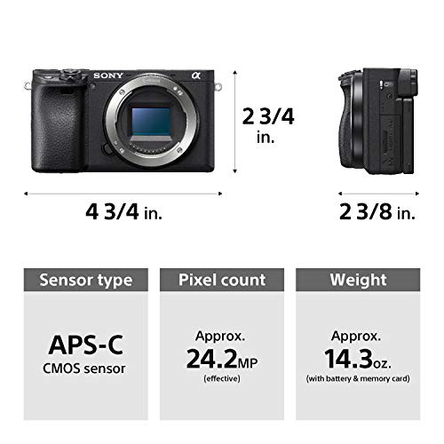 Sony Alpha a6400 Mirrorless Camera: Compact APS-C Interchangeable Lens Digital Camera with Real-Time Eye Auto Focus, 4K Video, Flip Screen & 16-50mm Lens - E Mount Compatible Cameras - ILCE-6400L/B