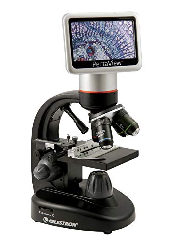 Celestron – PentaView LCD Digital Microscope– Biological Microscope with a Built-In 5MP Digital Camera – Adjustable Mechanical Stage –Carrying Case and 4GB Micro SD Card