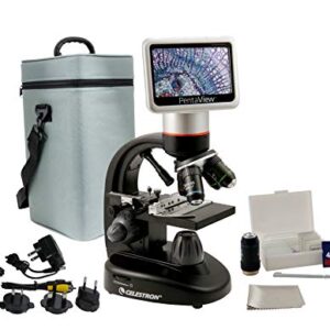 Celestron – PentaView LCD Digital Microscope– Biological Microscope with a Built-In 5MP Digital Camera – Adjustable Mechanical Stage –Carrying Case and 4GB Micro SD Card